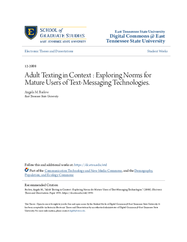 (PDF) Adult texting in context: Exploring norms for mature users of ...