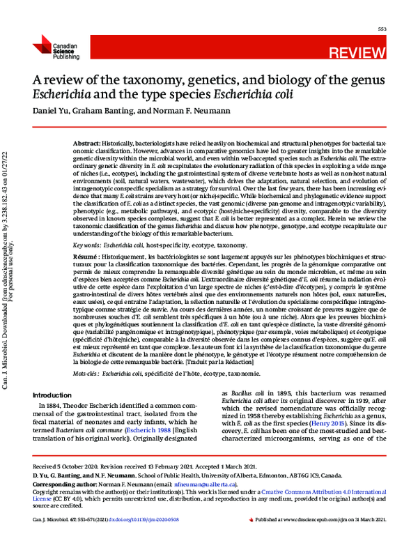 (PDF) A Review of the Taxonomy, Genetics and Biology of the Genus ...