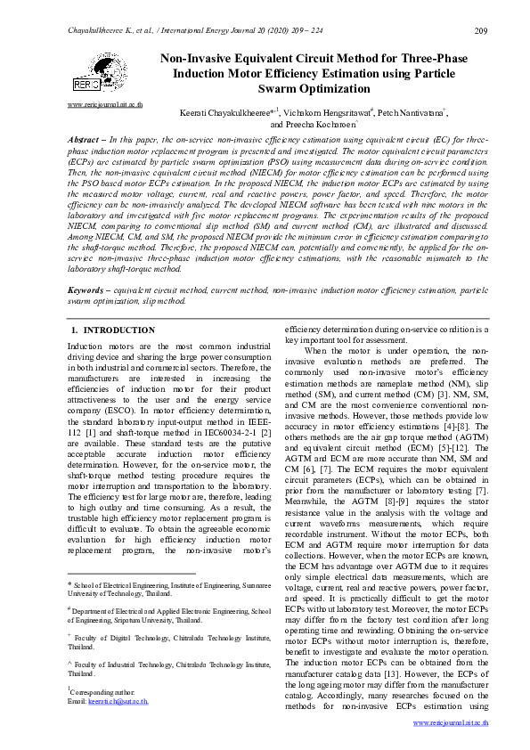 (PDF) Non-Invasive Equivalent Circuit Method for Three-Phase Induction Motor Efficiency ...