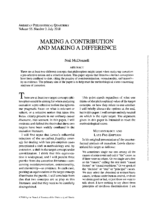 (PDF) Making a contribution and making a difference