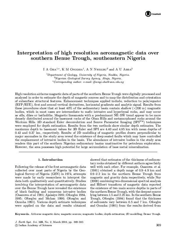(PDF) Interpretation of high resolution aeromagnetic data over southern ...