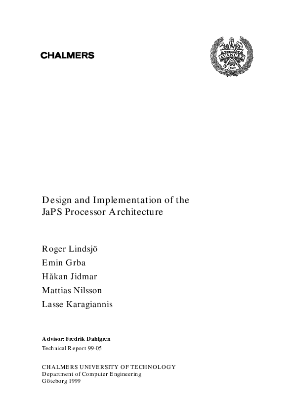 (PDF) Design and Implementation of the JaPS Processor architecture