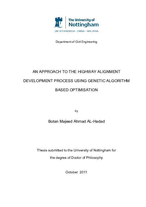 (PDF) An Approach to the Highway Alignment Development Process Using Genetic Algorithm Based ...