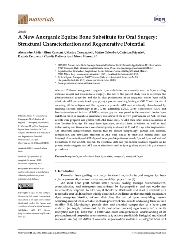 (PDF) A New Anorganic Equine Bone Substitute for Oral Surgery ...