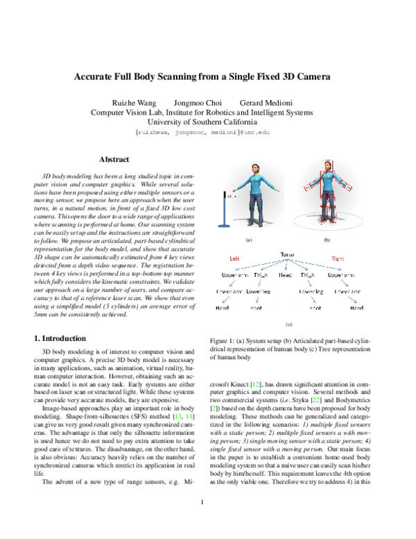 (PDF) Accurate Full Body Scanning from a Single Fixed 3D Camera