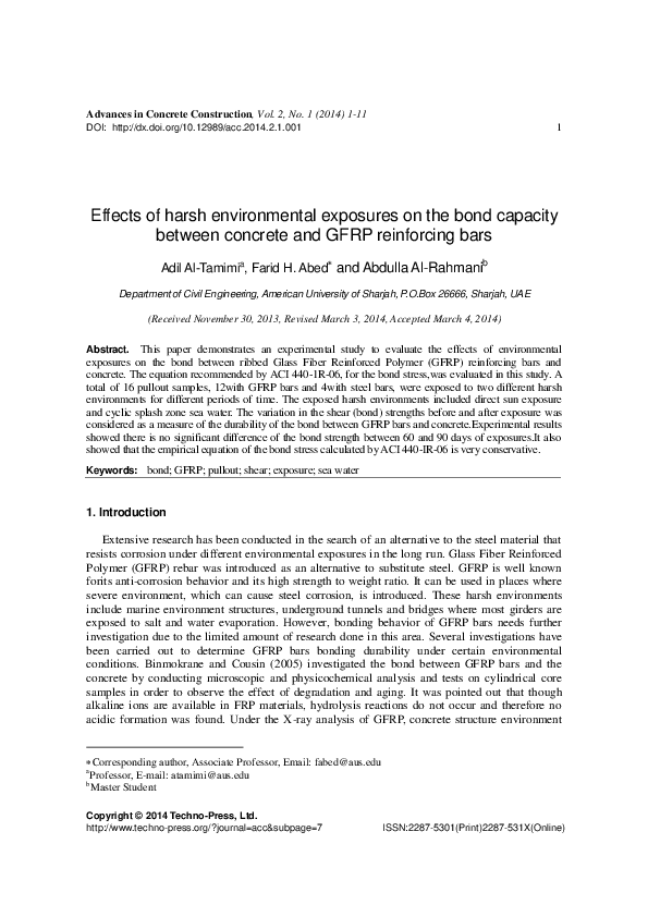 (PDF) Effects of harsh environmental exposures on the bond capacity ...