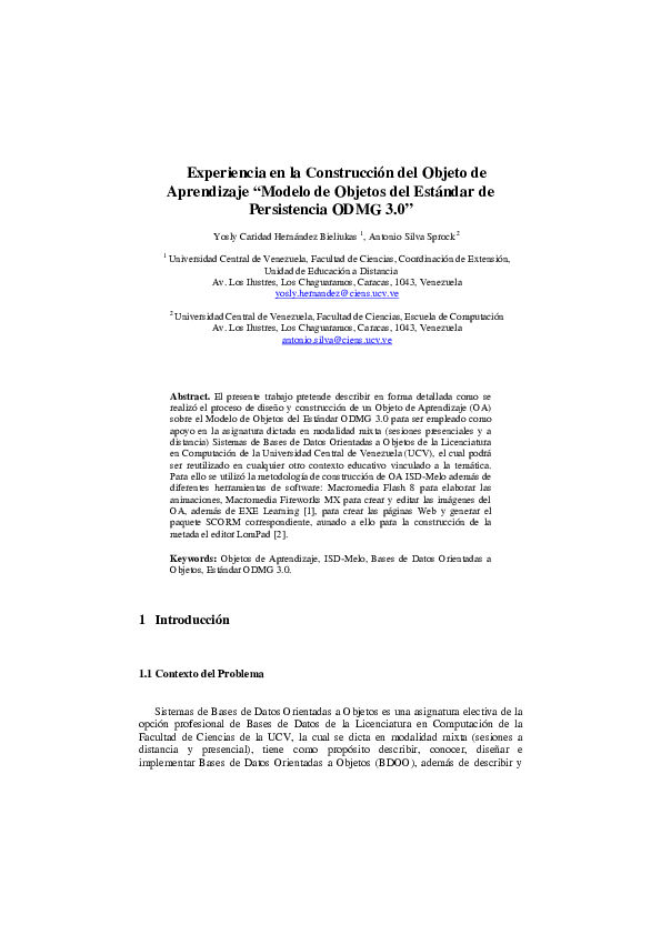 (PDF) Experiencia en la Construcción del Objeto de Aprendizaje “Modelo ...