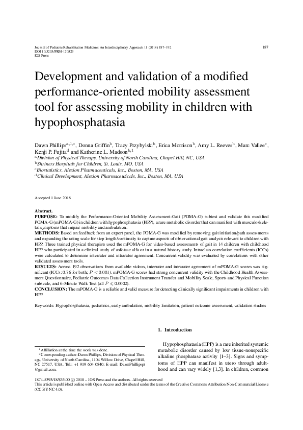 (PDF) Development and validation of a modified performance-oriented ...