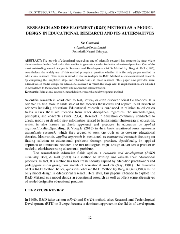 (PDF) Research and Development (R&D) Method as a Model Design in ...