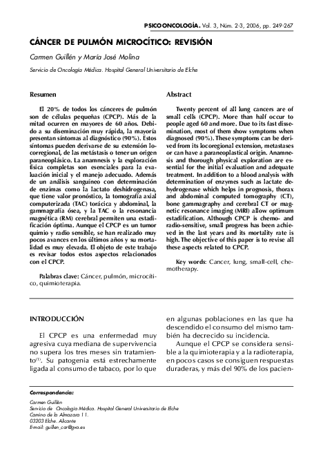 (PDF) C ncer De Pulm n Microc tico: Revisi n | M Carmen Bolorino Guillen - Academia.edu