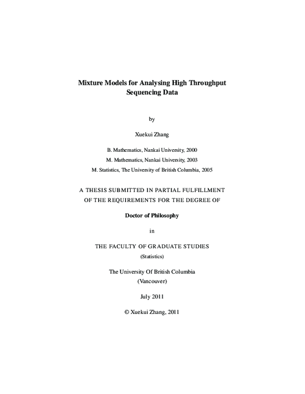 (PDF) Mixture models for analysing high throughput sequencing data