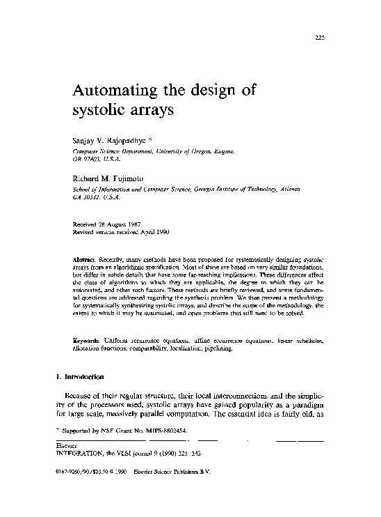 (PDF) Automating the design of systolic arrays