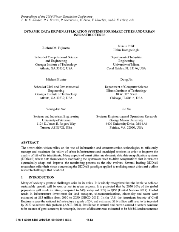 Pdf Dynamic Data Driven Application Systems For Smart Cities And