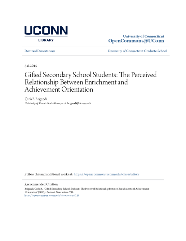 (PDF) Gifted Secondary School Students: The Perceived Relationship ...
