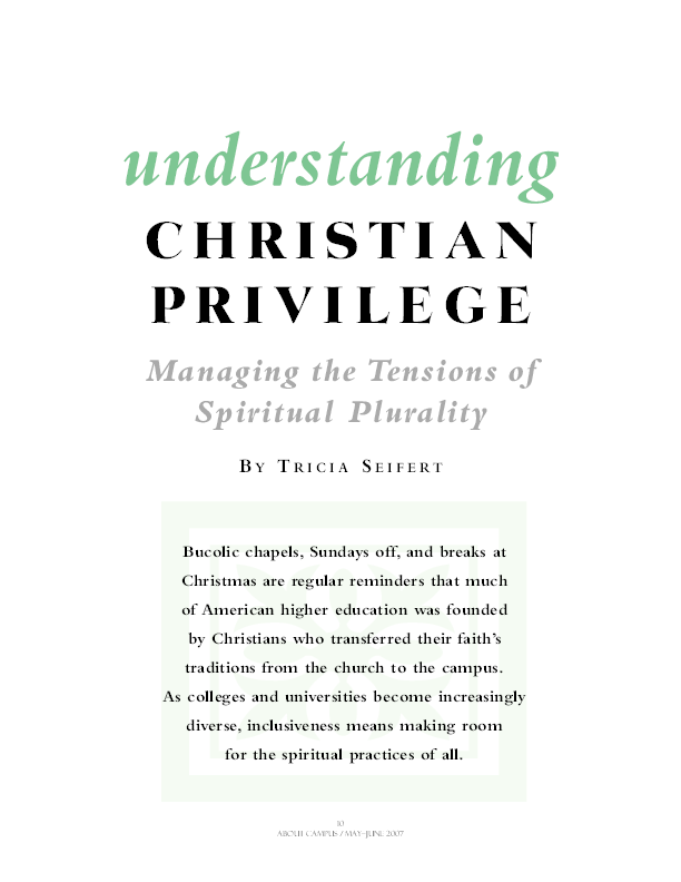 (PDF) Understanding Christian privilege: Managing the tensions of ...
