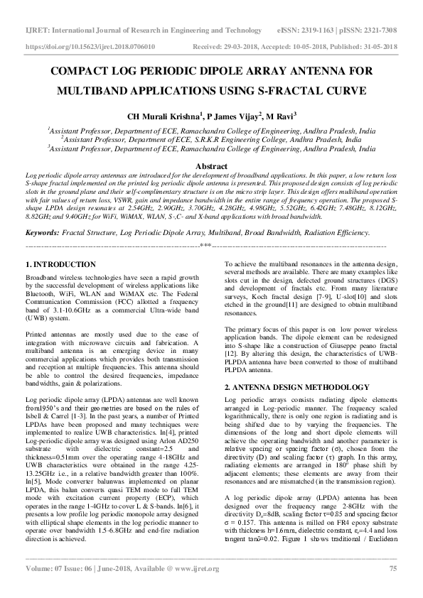 (PDF) Compact Log Periodic Dipole Array Antenna for Multiband Applications Using S-Fractal Curve