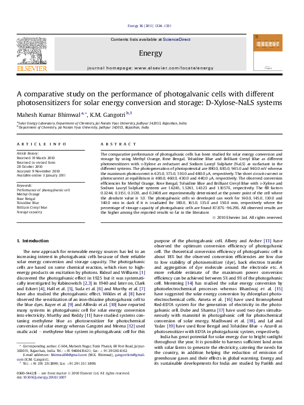 (PDF) A comparative study on the performance of photogalvanic cells ...