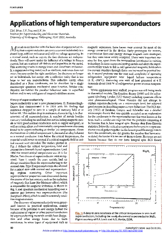 (PDF) Applications of high temperature superconductors
