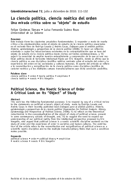 (PDF) Political Science, the Noetic Science of Order: A Critical Look ...