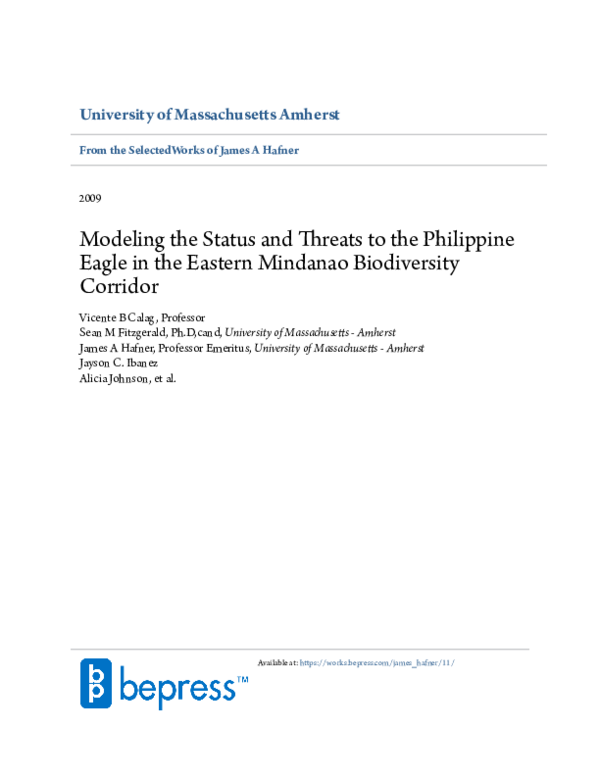 (PDF) Modeling the Status and Threats to the Philippine Eagle in the ...