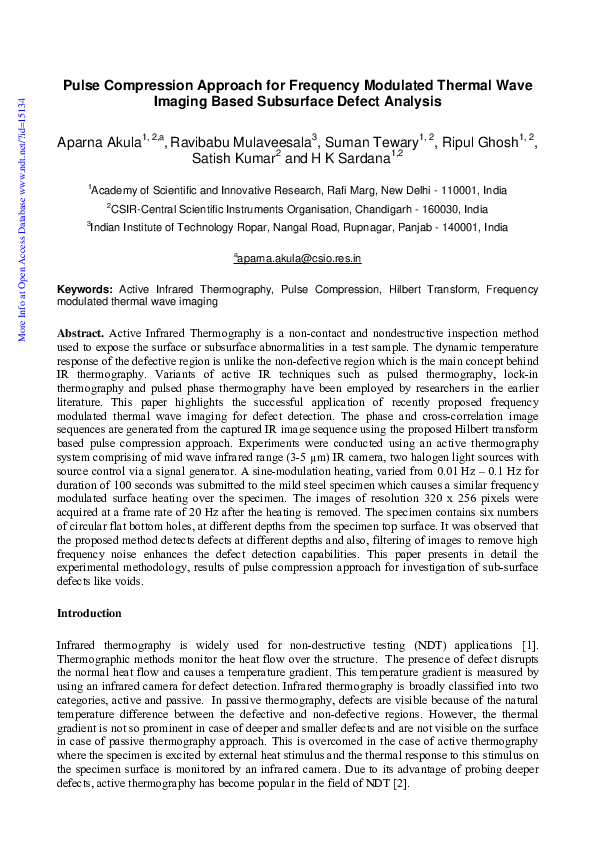 (PDF) Frequency Modulated Thermal Wave Imaging for Defect Detection