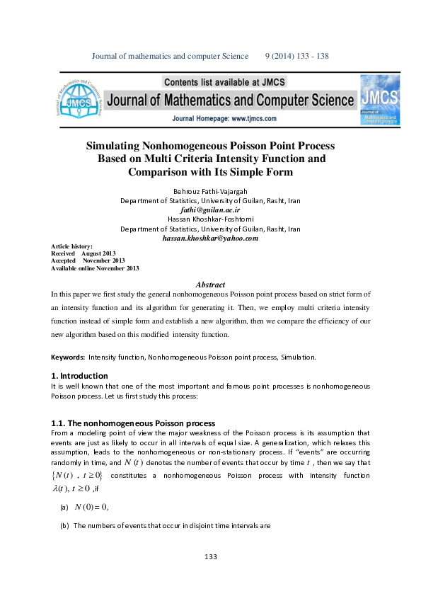 Pdf Simulating Nonhomogeneous Poisson Point Process Based On Multi