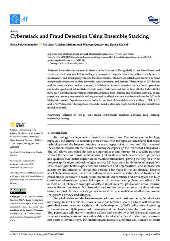 Pdf Cyberattack And Fraud Detection Using Ensemble Stacking
