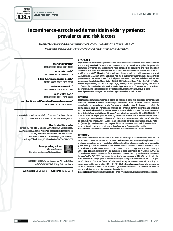 (PDF) Incontinence-associated dermatitis in elderly patients ...
