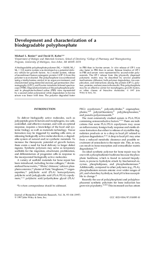 (PDF) Development and characterization of biodegradable conductive ...