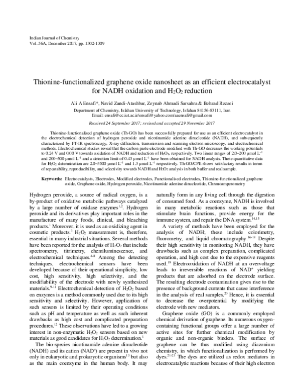 (PDF) Thionine-functionalized graphene oxide nanosheet as an efficient ...