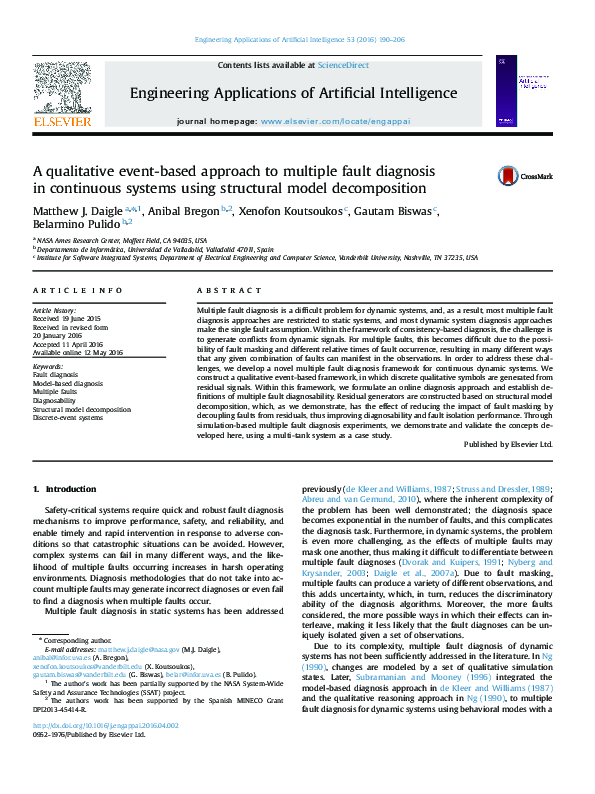 Pdf A Qualitative Event Based Approach To Multiple Fault Diagnosis In