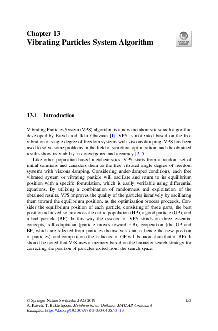 Pdf Vibrating Particles System Algorithm