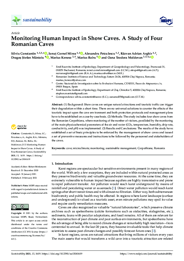 (PDF) Monitoring Human Impact in Show Caves. A Study of Four Romanian Caves