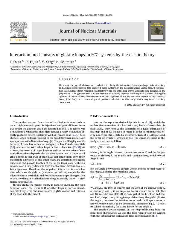 (PDF) Interaction mechanisms of glissile loops in FCC systems by the ...