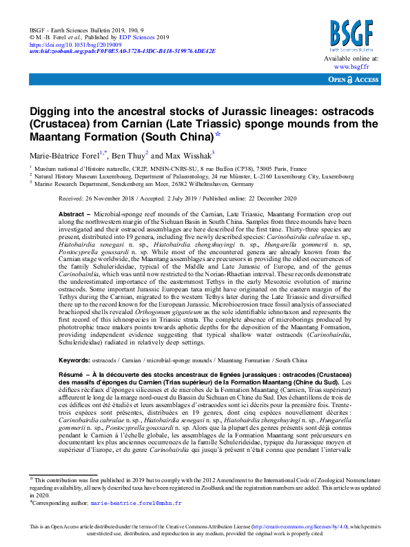 (PDF) Digging into the ancestral stocks of Jurassic lineages: ostracods ...