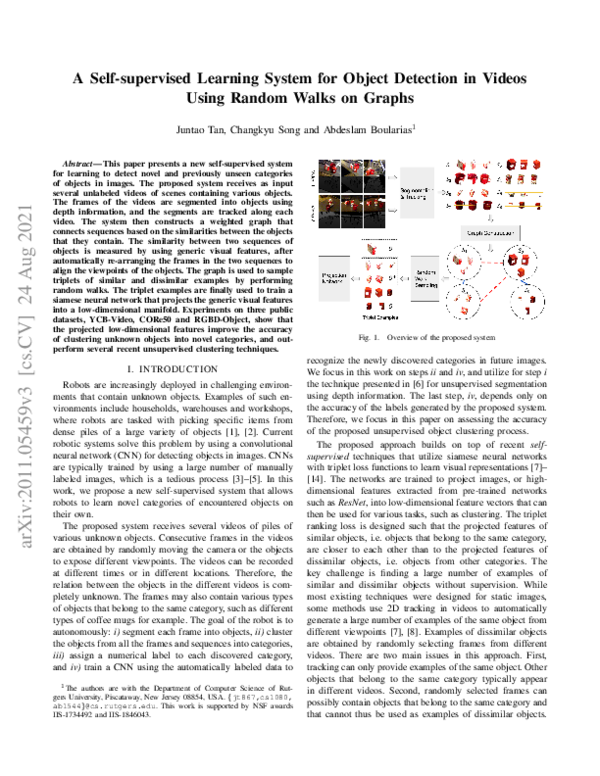 (PDF) A Self-supervised Learning System for Object Detection in Videos Using Random Walks on Graphs
