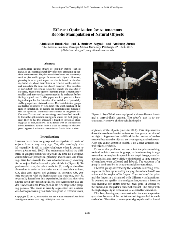 (PDF) Efficient Optimization for Autonomous Robotic Manipulation of Natural Objects