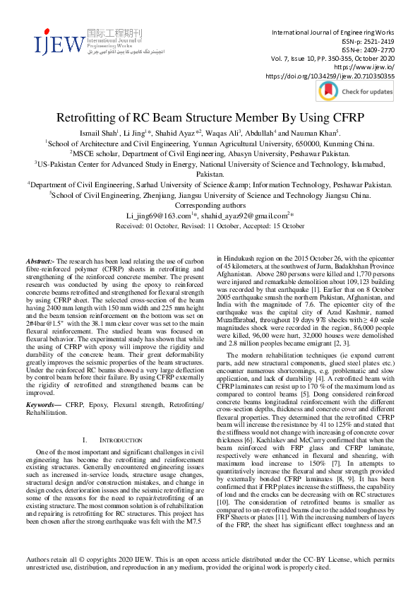 Pdf Retrofitting Of Rc Beam Structure Member By Using Cfrp