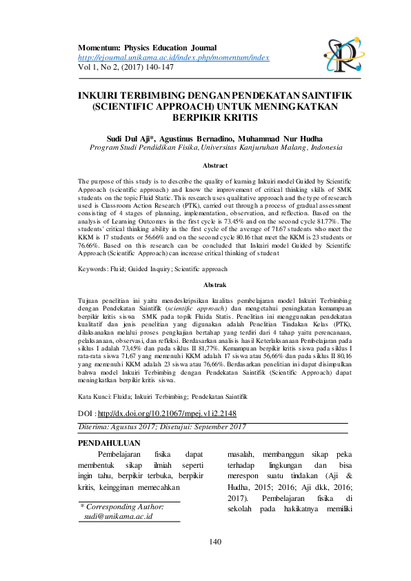 (PDF) Inkuiri Terbimbing dengan Pendekatan Saintifik (Scientific Approach) untuk Meningkatkan ...