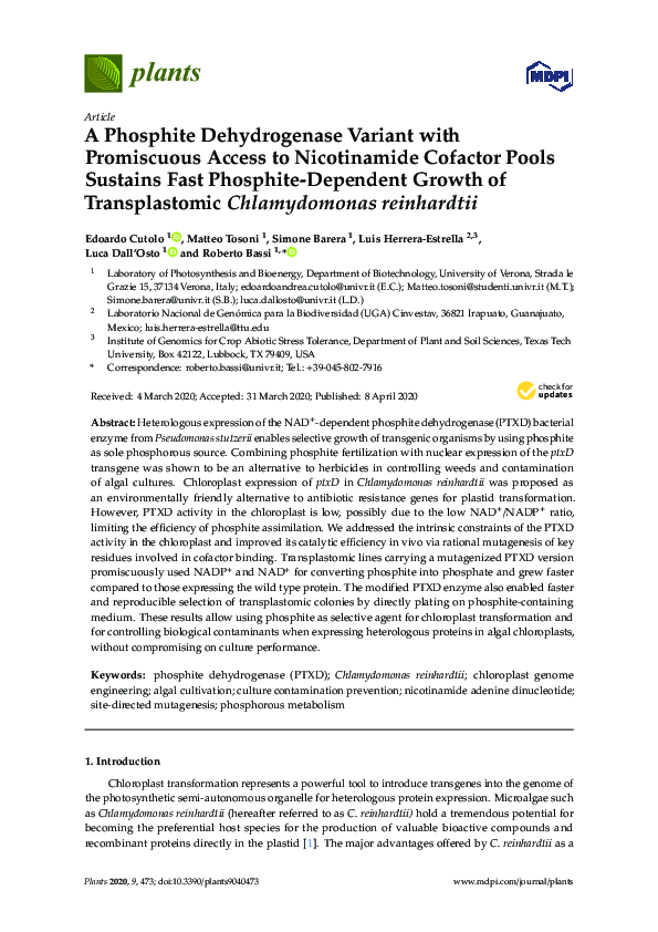 (PDF) A Phosphite Dehydrogenase Variant with Promiscuous Access to ...