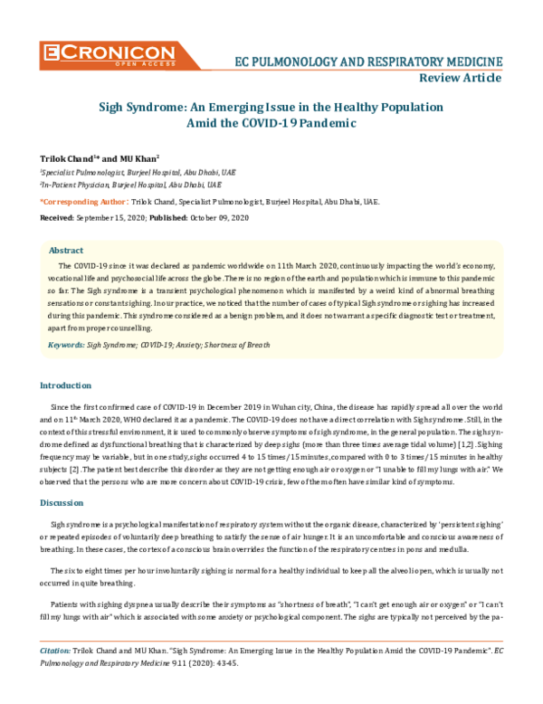 (PDF) Sigh Syndrome: An Emerging Issue in the Healthy PopulationAmid ...