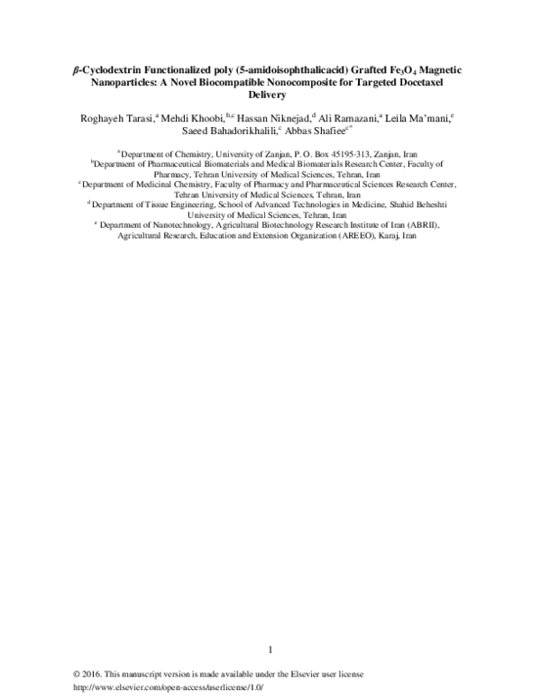 (PDF) β-cyclodextrin functionalized poly (5-amidoisophthalicacid ...
