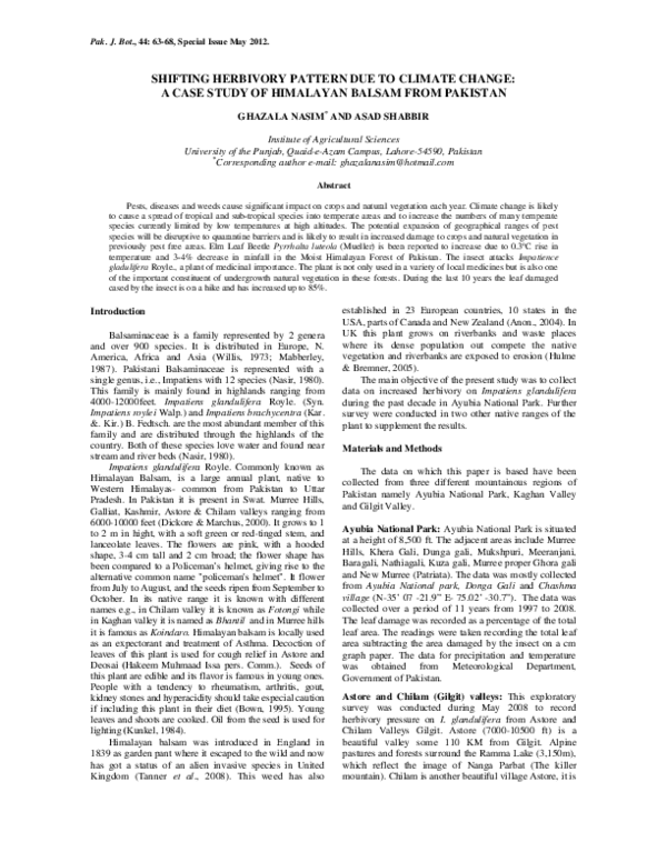 (PDF) Shifting Herbivory Pattern Due to Climate Change: A Case Study of ...