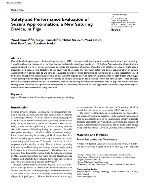 (PDF) Safety and Performance Evaluation of Su2ura Approximation, a New ...
