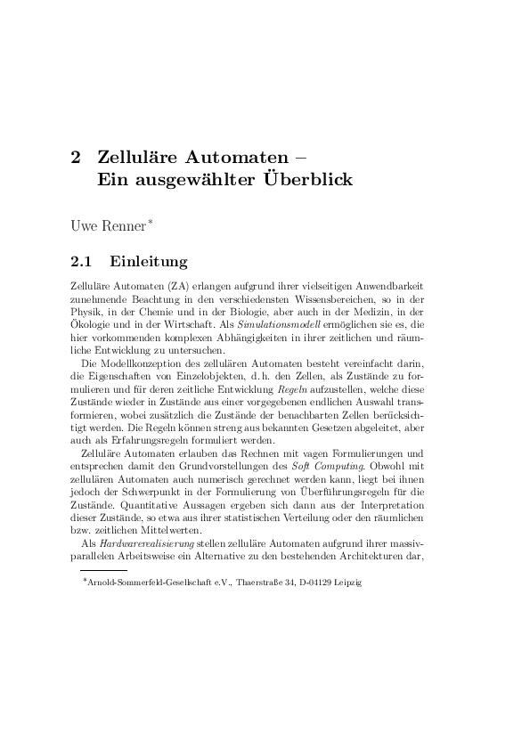 (PDF) 2 Zelluläre Automaten – Ein ausgewählter Überblick | Uwe Renner ...