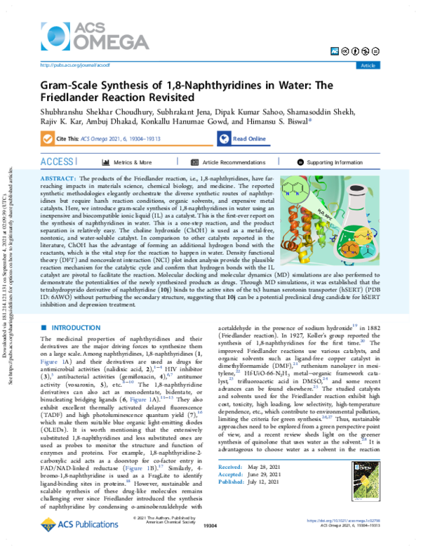 (PDF) Gram-Scale Synthesis of 1,8-Naphthyridines in Water: The ...