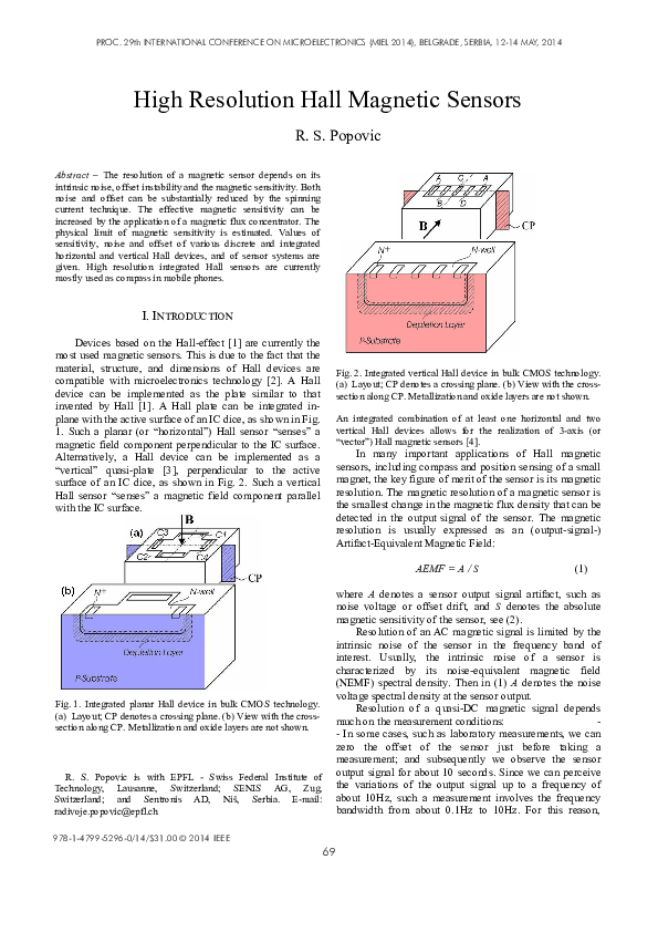 (PDF) High resolution Hall magnetic sensors