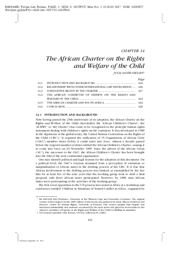(PDF) The African Charter on the Rights and Welfare of the Child