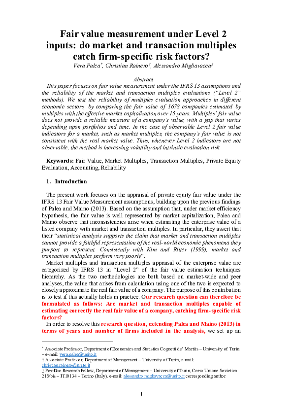 (PDF) Fair Value Measurement Under Level 2 Inputs: Do Market and ...
