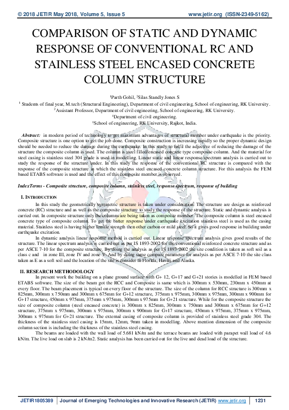 (PDF) Comparison of Static and Dynamic Response of Conventional RC and ...